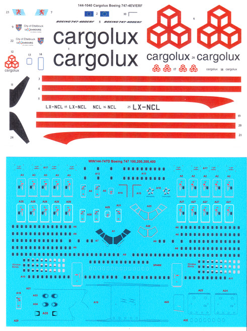 1/144 Scale Decal Cargolux 747-4EV/ERF