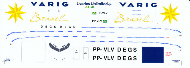 1/144 Scale Decal Varig Brasil 727-100C