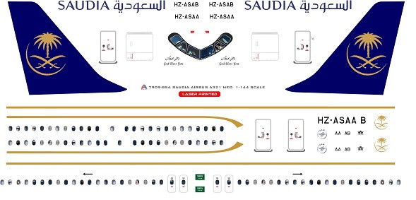 1/144 Scale Decal Saudia A-321 NEO