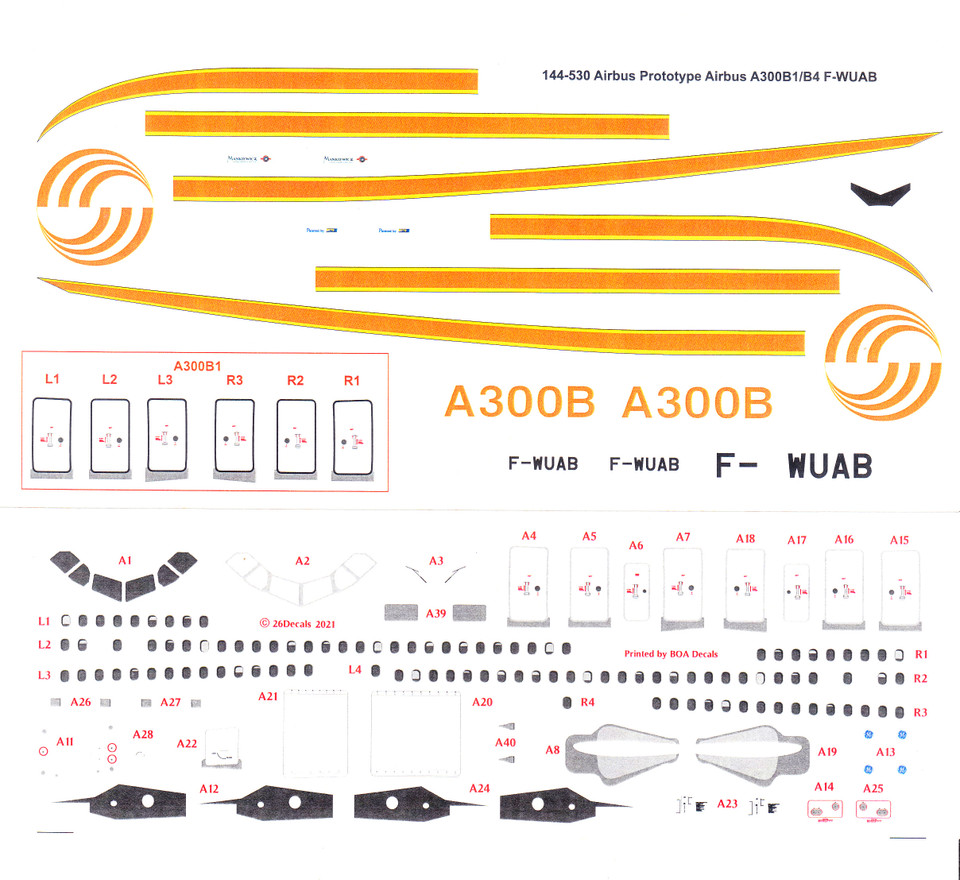 1/144 Scale Decal Airbus Prototype A300B1/B4