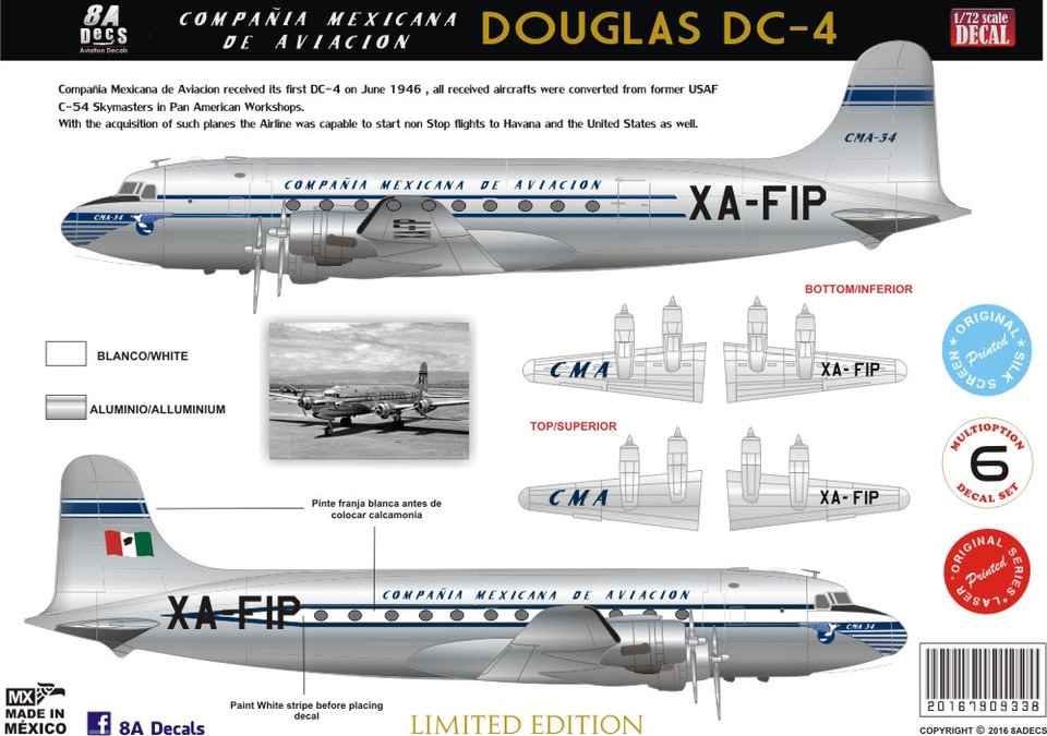 Decals By Aircraft - MCDONNELL-DOUGLAS - DC-4 - Page 1 - JoyDecals.com