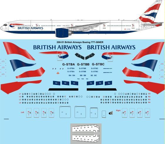 1/200 Scale Decal British Airways Boeing 777-36NER