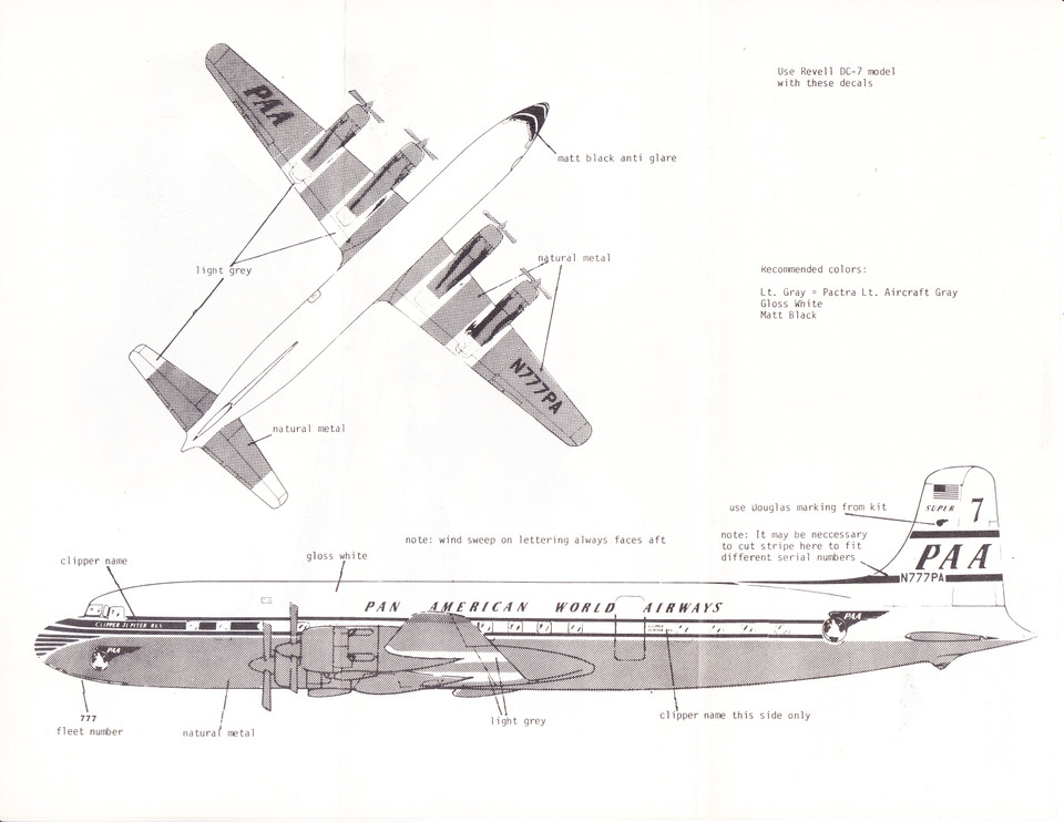 1/144 Scale Decal Pan American DC-7