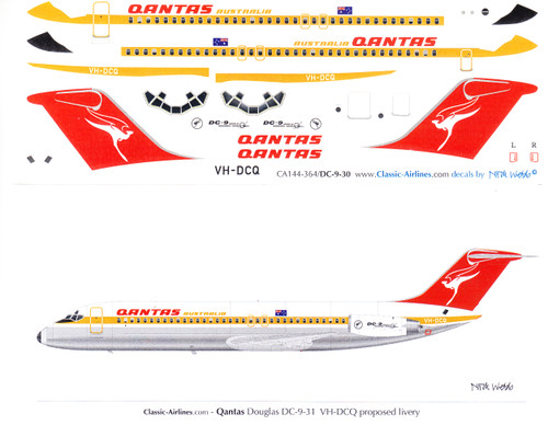 1/144 Scale Decal Qantas DC9-30