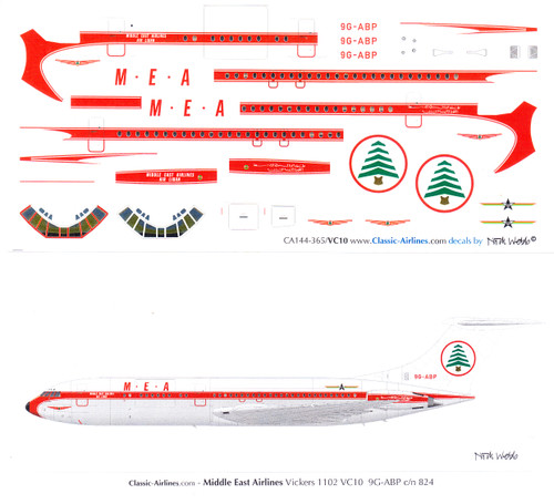1/144 Scale Decal MEA VC-10