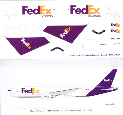 1/200 Scale Decal FedEx 777