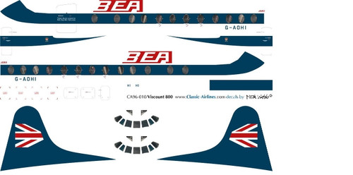 1/96 Scale Decal BEA Speekjack Viscount 800