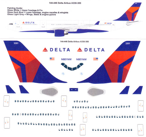 1/144 Scale Decal Delta A330-300