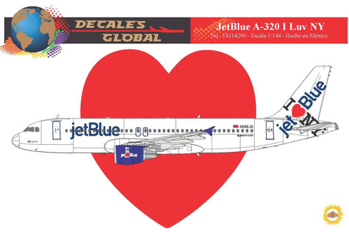 1/144 Scale Decal JetBlue A-320 I LUV NY