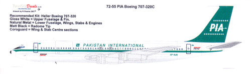 1/72 Scale Decal PIA Pakistan International Boeing 707-320C