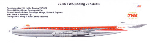 1/72 Scale Decal TWA 707-331B