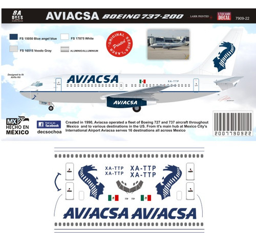 1/144 Scale Decal Aviacsa 737-200
