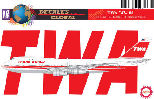 1/144 Scale Decal TWA 747-100 - JoyDecals.com