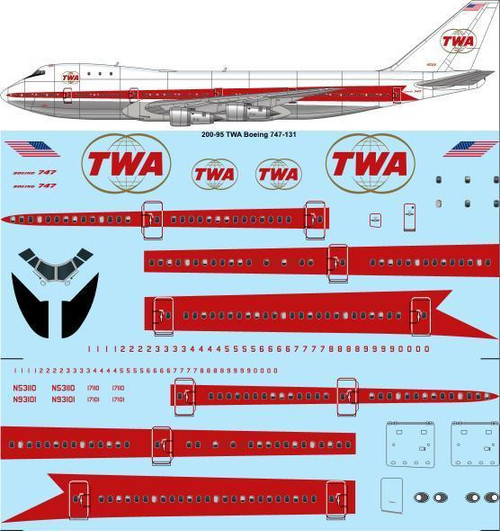 1/200 Scale Decal TWA Delivery 747-131