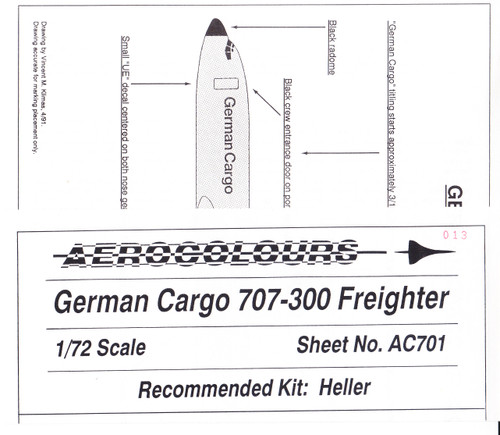1/72 Scale Decal German Cargo 707-300F