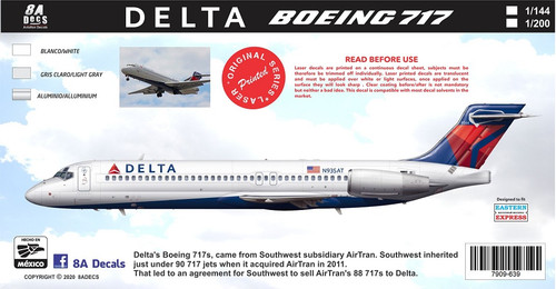 1/144 Scale Decal Delta Airlines 717