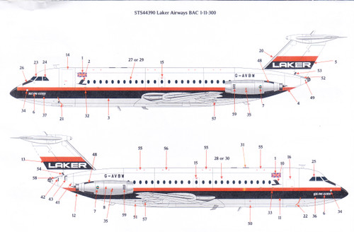 1/144 Scale Decal Laker Airways BAC-111 300