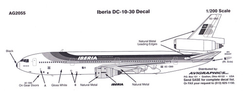 1/200 Scale Decal Iberia DC10-30