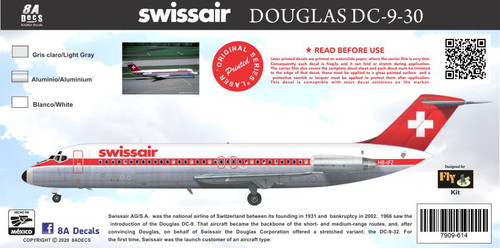 1/144 Scale Decal Swissair DC9-30