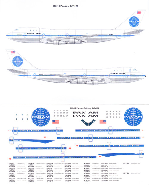 1/200 Scale Decal Pan American 747-100