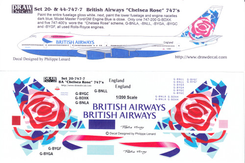 1/200 Scale Decal British Airways 747-200 / 400 Chelsea Rose