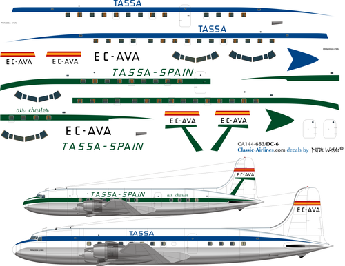1/144 Scale Decal Tassa Spain DC-6