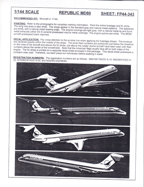 1/144 Scale Decal Republic MD-80