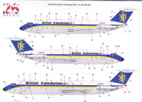 1/144 Scale Decal British Caladonian BAC-111 200 / 300 / 500 Final