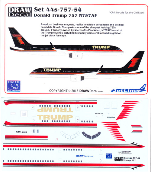 1/144 Scale Decal Trump 757-200