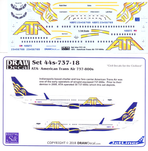 1/144 Scale Decal ATA - American Trans Air 737-800