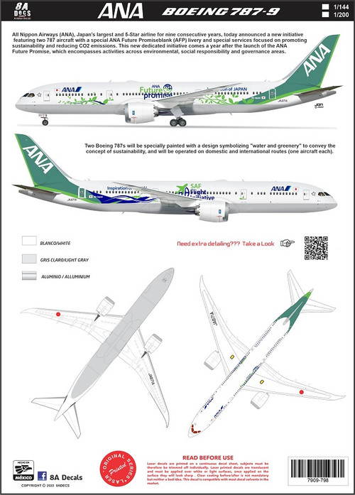 1/144 Scale Decal ANA 787-9 Safe Initiative