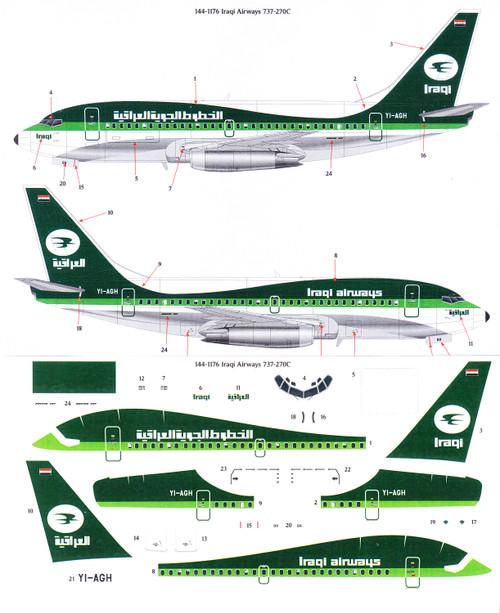 1/144 Scale Decal Iraqi Airways 737-270C
