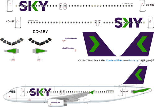 1/144 Scale Decal SKY A-320
