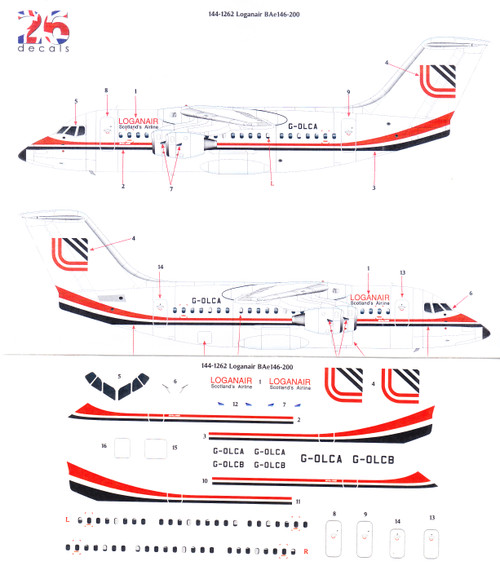 1/144 Scale Decal Loganair BAe146-200