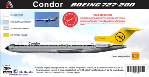1/144 Scale Decal Condor 727-200