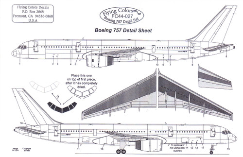 1/144 Scale Decal 757 Detail Sheet