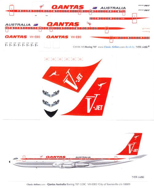1/144 Scale Decal Qantas 707 VJet