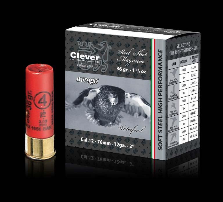 12G CLEVER MIRAGE T3 MAGNUM STEEL 36GM SHOTSHELL 25 ROUNDS