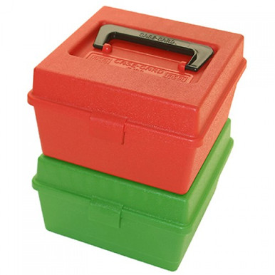 MTM Handled Flip Top 100 Round Rifle Ammo Box 22-250, 308, 270, 30-06cal - Green - Custom Guns