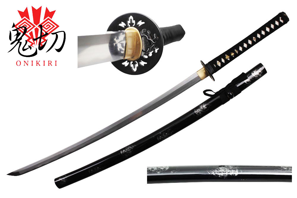 Onikiri Full Tang Folded Steel Japanese Ninja Katana Sword with Dragon ...