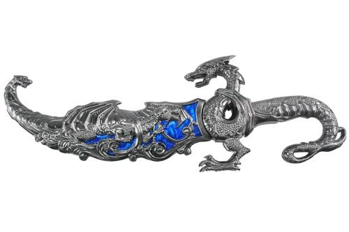 Fighting Dragon Fantasy Dagger Knife Blue