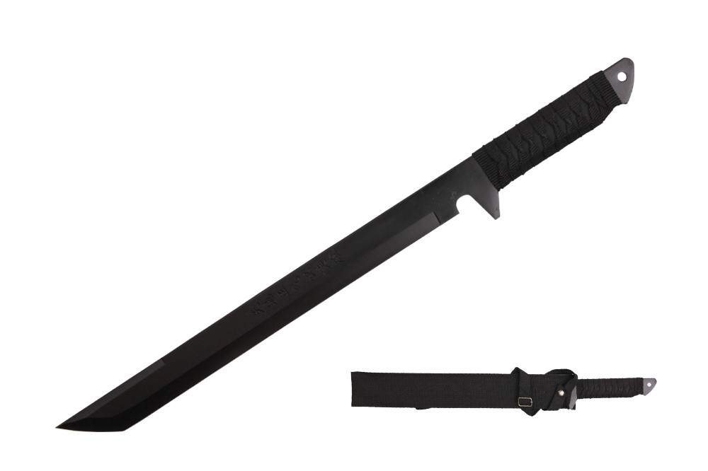 28" Full Tang Black Double Ninja Combat Sword With Sheath