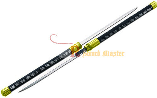 2 in 1 Gold Double Bladed Ninja Sword Staff Spear: Ninja Armory ...
