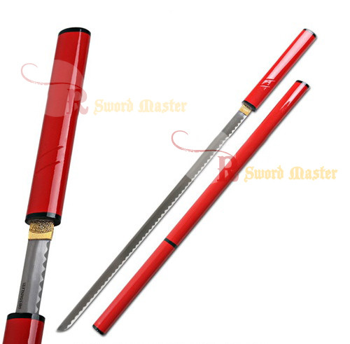 Red Zatoichi Shirasaya Sword Japanese Samurai Katana