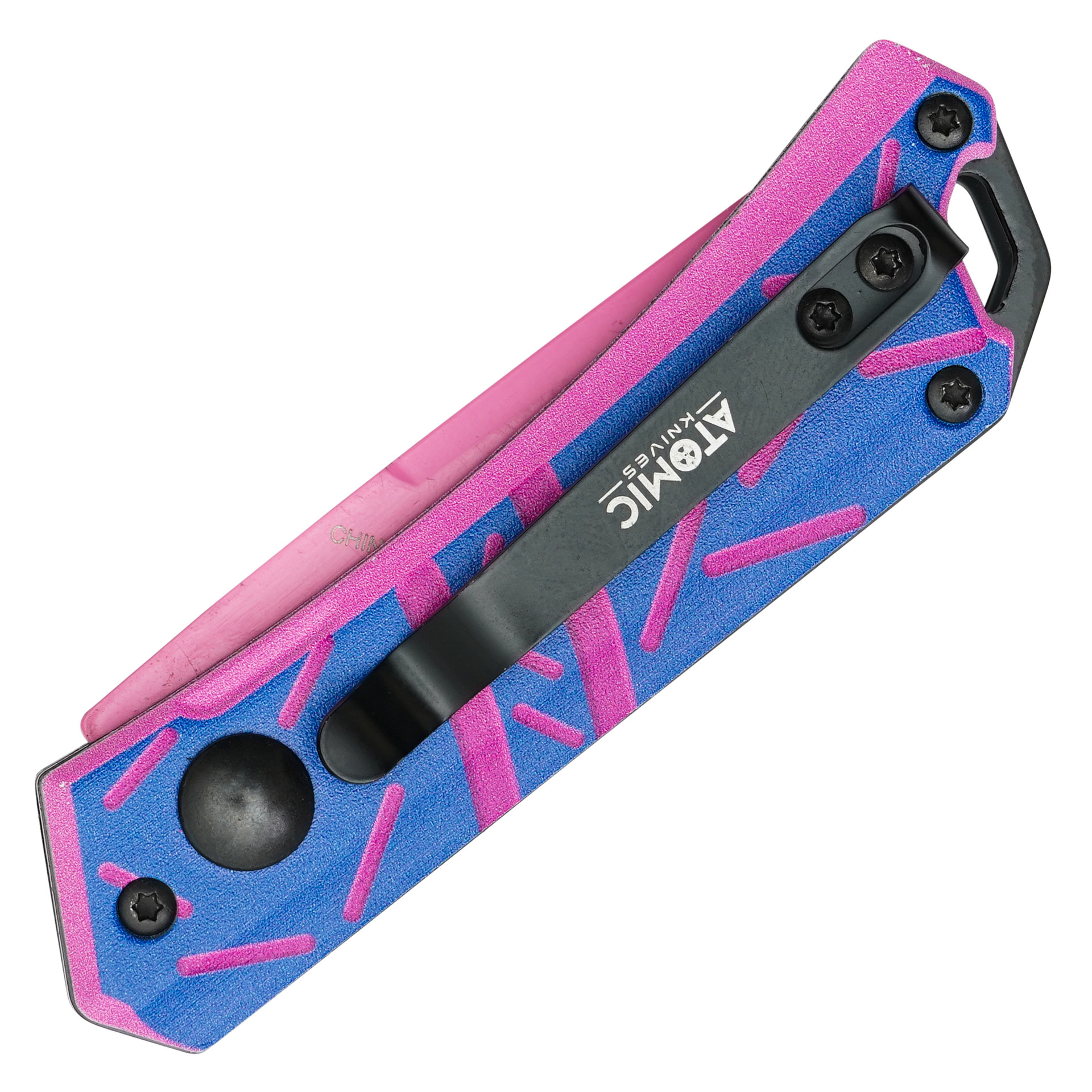 5" Blue Spinkles Push Button Knife
