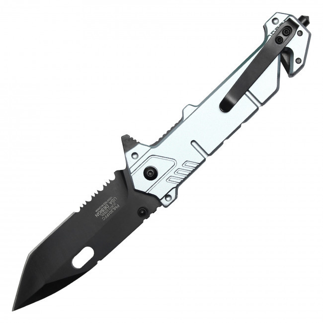 8" MilSpec Tactical Silver Fire Dept Knife