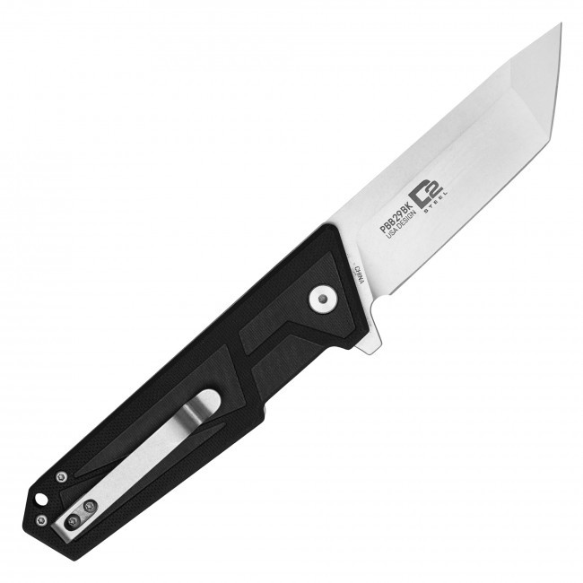 BUCKSHOT - 8" D2 Steel Ball Bearing Pocket Knife Black w/ G10 Handle