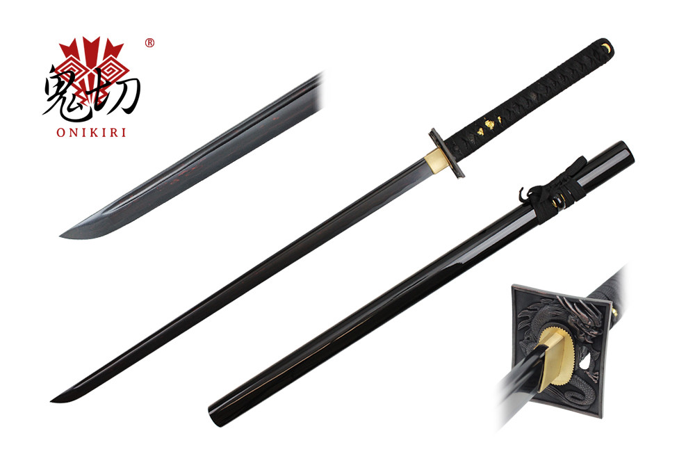 Onikiri Full Tang Folded Steel Japanese Ninja Katana Sword with Dragon ...