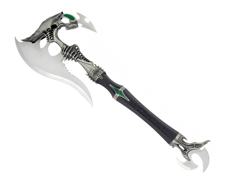 Alien Warrior Battle Axe with Wall Plaque
