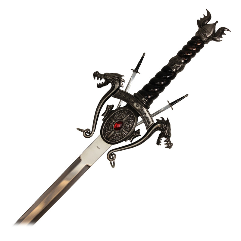 43" Double Dragon Fantasy Sword with Two Mini Dagger & Plaque
